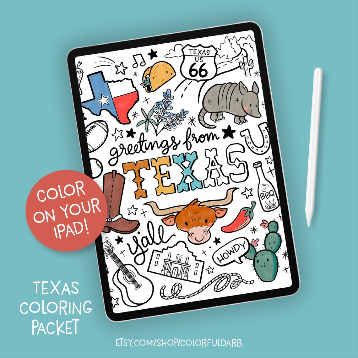 Texas Printable Coloring Pages - Etsy