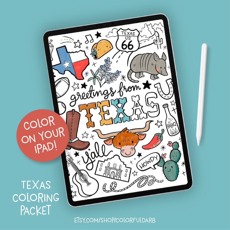 Texas Printable Coloring Pages - Etsy