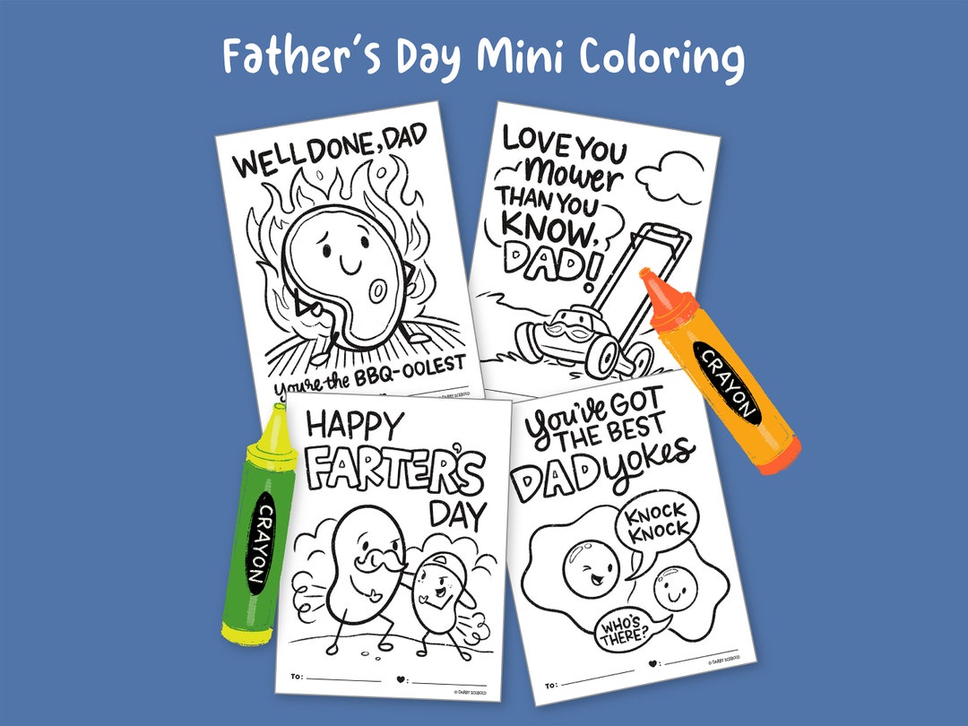 Father's Day Puns Mini Coloring Sheet, Coloring Book for Kids, Dad ...