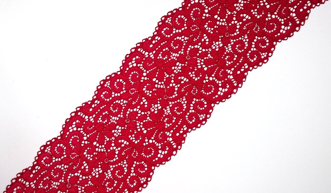 Stretch Crimson Red Lace, Wide Lingerie Home Decor Sewing Lace, Width 6 ...