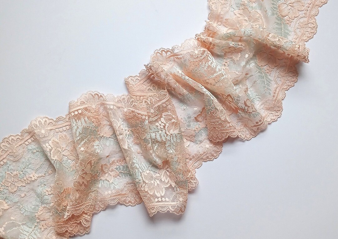 Peach Mint Stretch Lace Lingerie Sewing Elastic Floral Lace Trim, Width ...