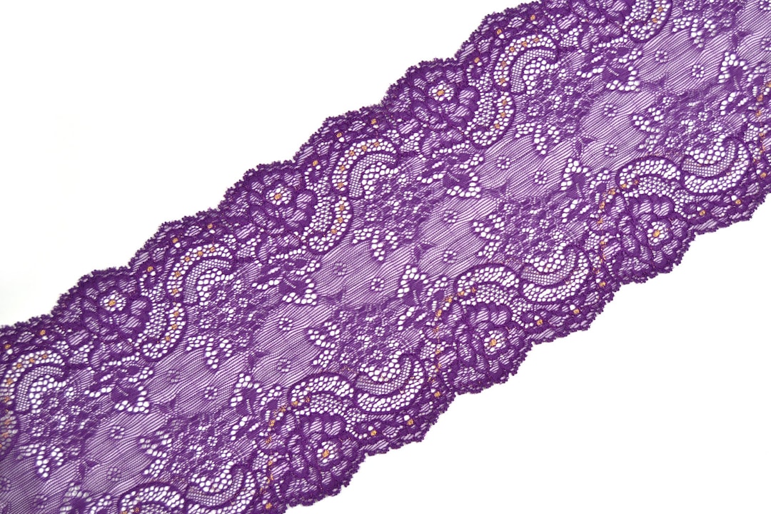 Stretch Purple Gold Elastic Lace Trim, Width 6.29" / 16 Cm, # 5098 - Etsy