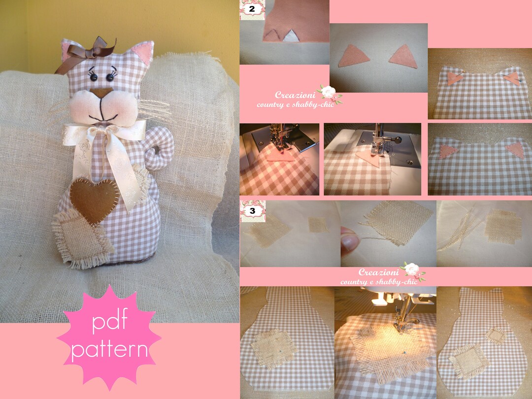 Cat PDF Pattern, Cat Tutorial, Kitten Pattern, Pdf Sewing Pattern Cat ...