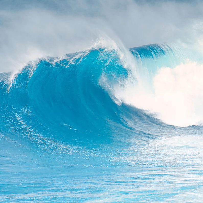 Aqua Waves Print Set of Four - Etsy