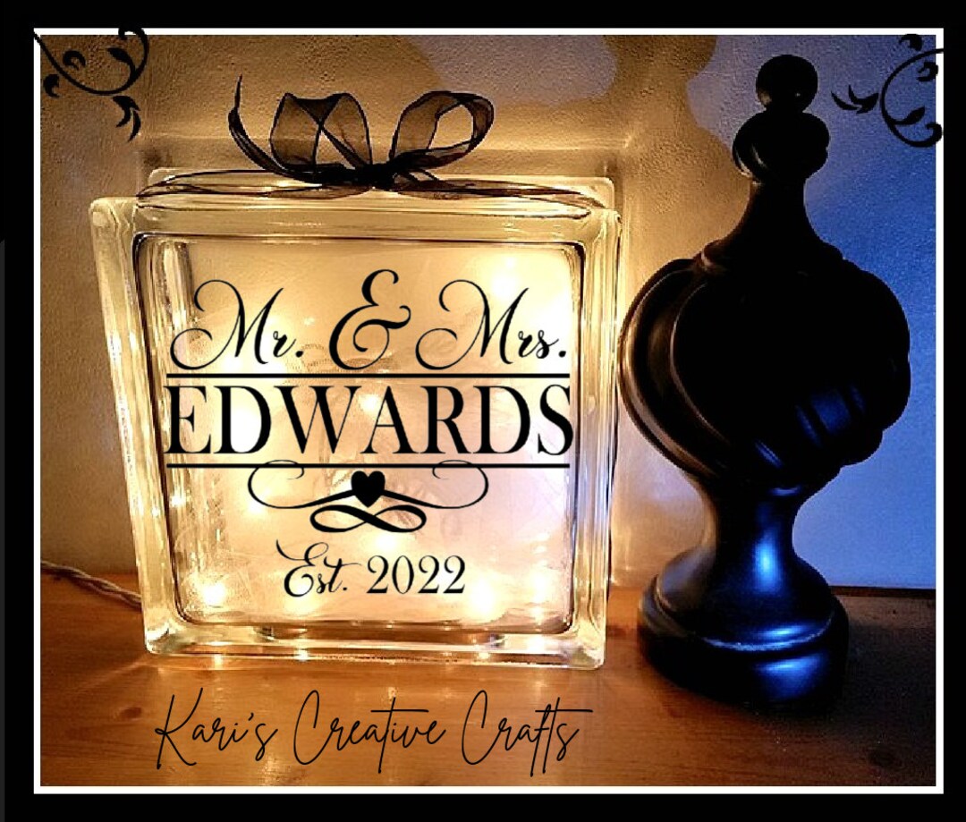 Anniversary Glass Block, Night Light, Personalized Gift, Custom Gift ...