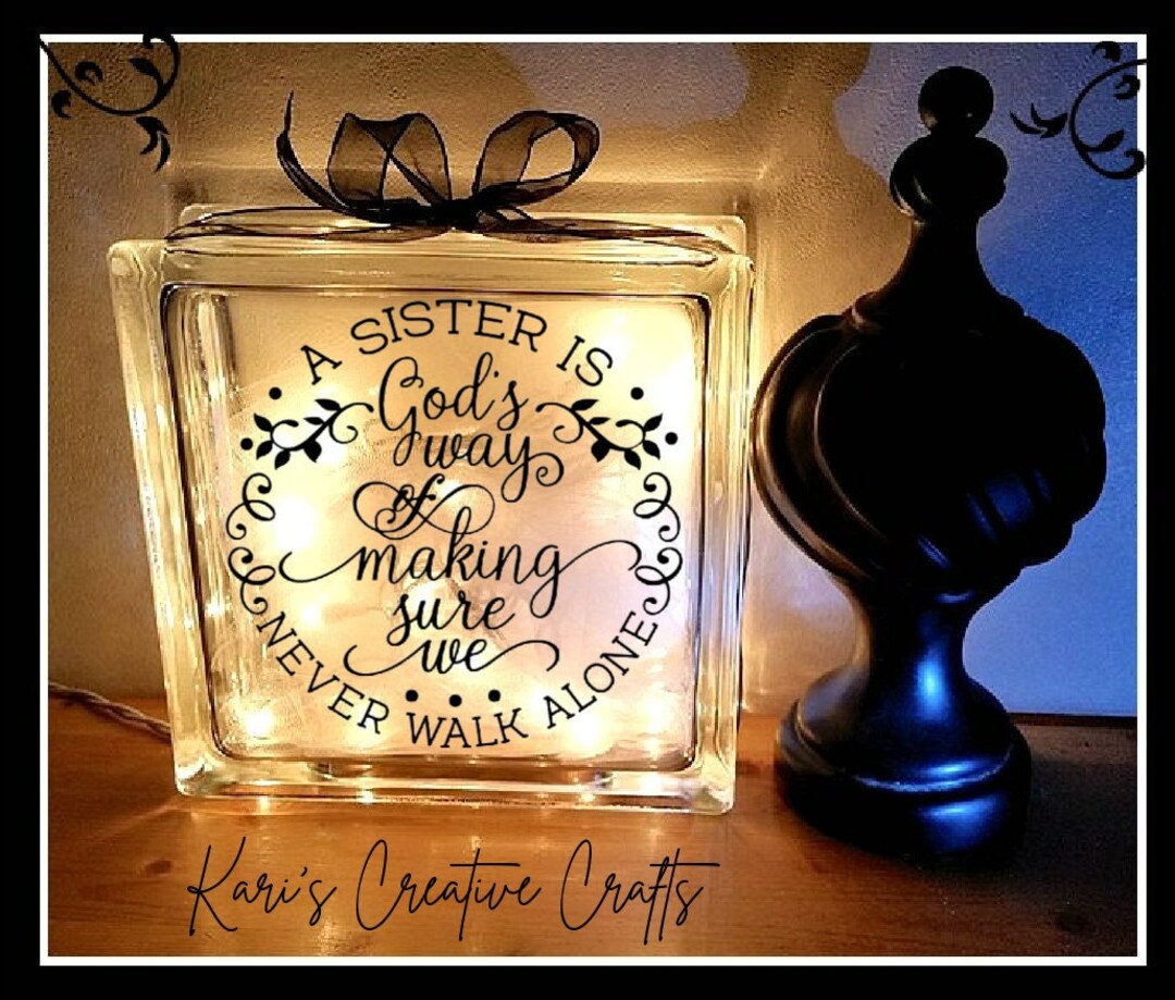 Sister Glass Block Light, Sibling Gift, Night Light, Glass Block ...