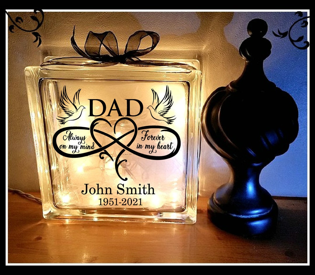 Memorial Glass Blocks, Sympathy Gift, Personalized Glass Block, Custom ...