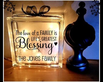 Lighted Glass Block Glass Block Family Saying Inspirational - Etsy