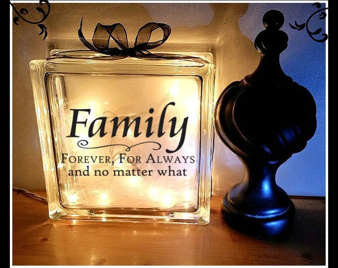 Family Glass Block, Night Light, 8 X 8, Personalized Glass Block ...