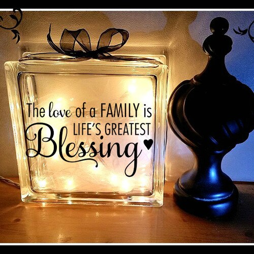 Family Glass Block Night Light 8 X 8 Personalized Glass - Etsy