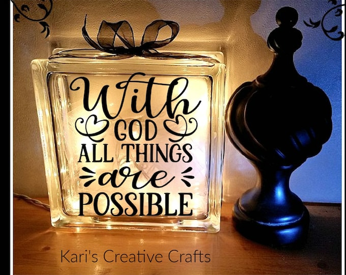 Religious Block, Glass Block, Religious Gift, Spiritual Gift, Night ...