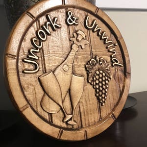 Wood Carved Wine Plaque With the Saying uncork & - Etsy