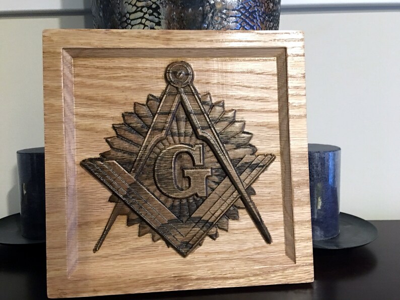 Red Oak Wood Carved Masonic Plaque Organization of | Etsy