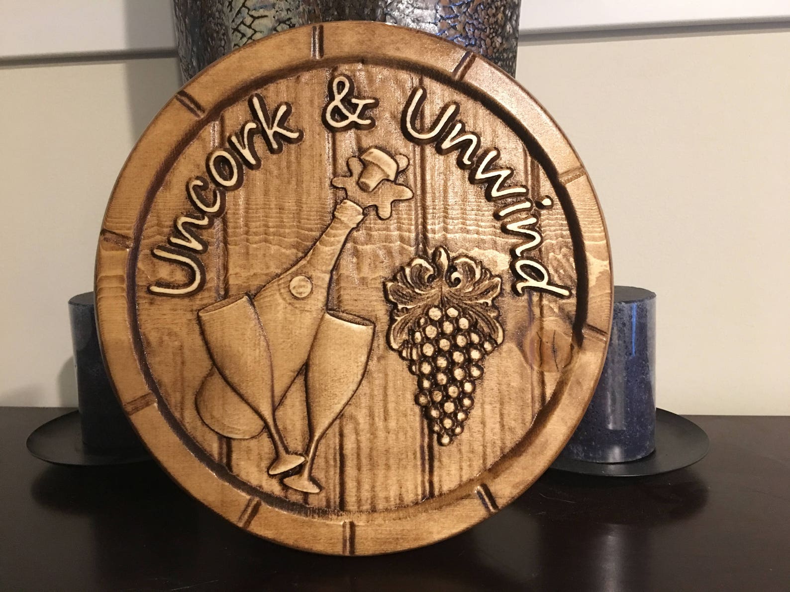 Wood Carved Wine Plaque With the Saying uncork & - Etsy