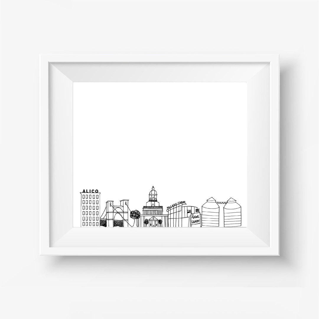 Waco Skyline Digital Downloadable Hand-drawn Print - Etsy