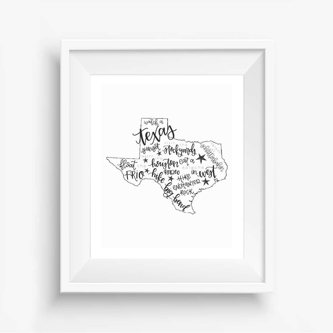 Texas Bucket List Digital Downloadable Hand-lettered Print - Etsy