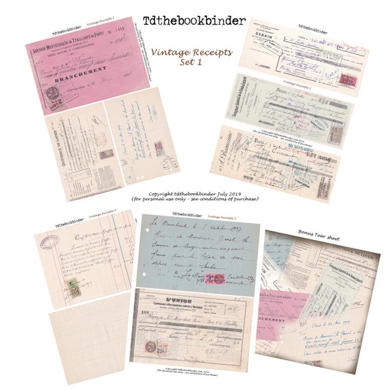 Papercraft Vintage French Receipts Set 1 Craft Supplies & Tools Paper ...