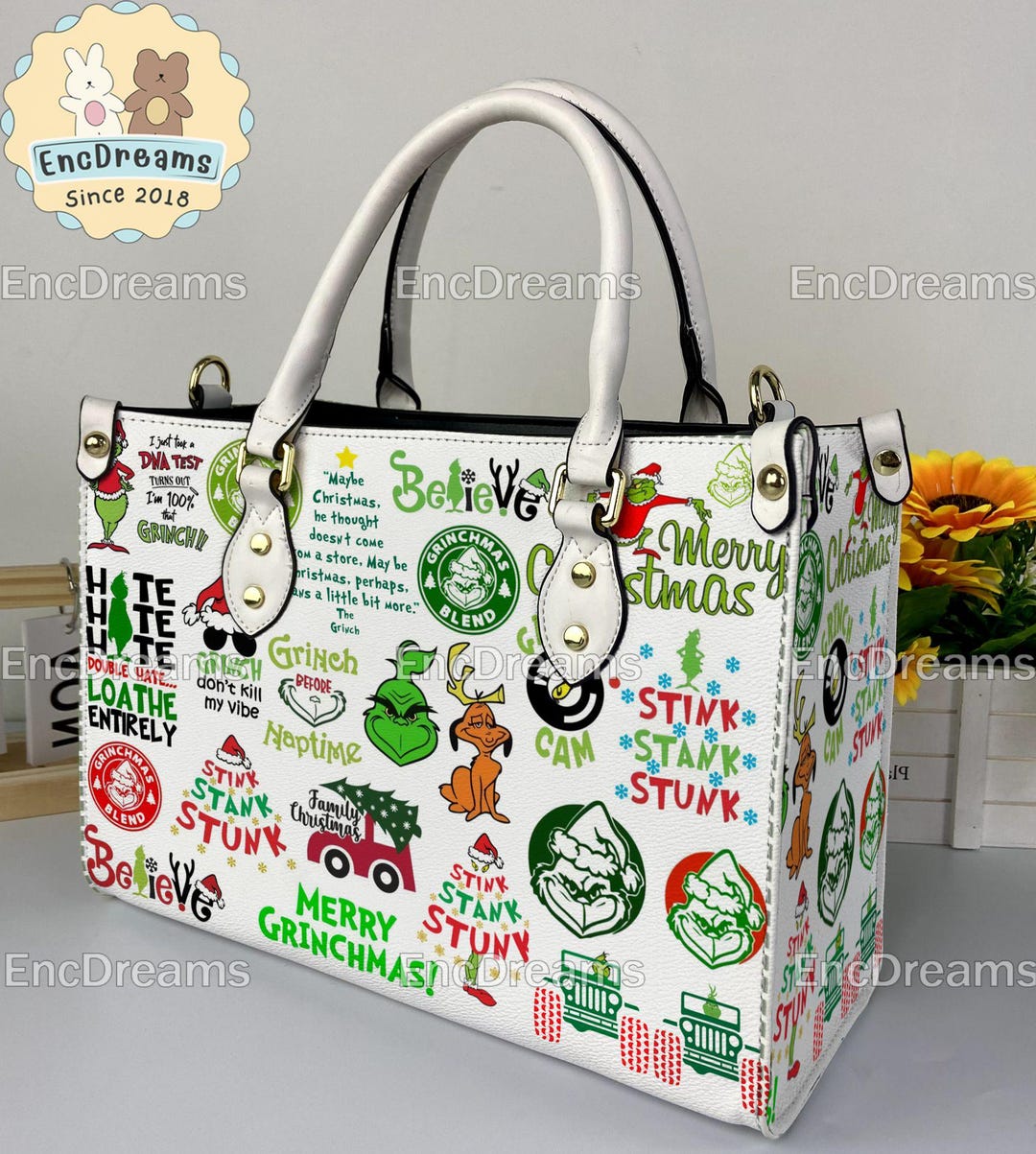 The Grinch Christmas Personalized Leather Handbag, the Grinch Christmas ...