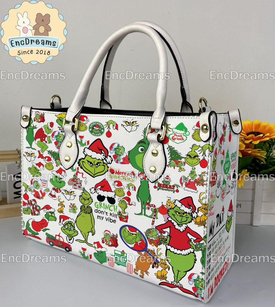 The Grinch Christmas Personalized Leather Handbag, the Grinch Christmas ...
