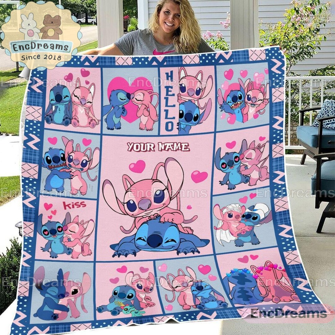 Lilo and Stitch Quilt Blanket, Lilo and Stitch Christmas Blanket, Quilt ...