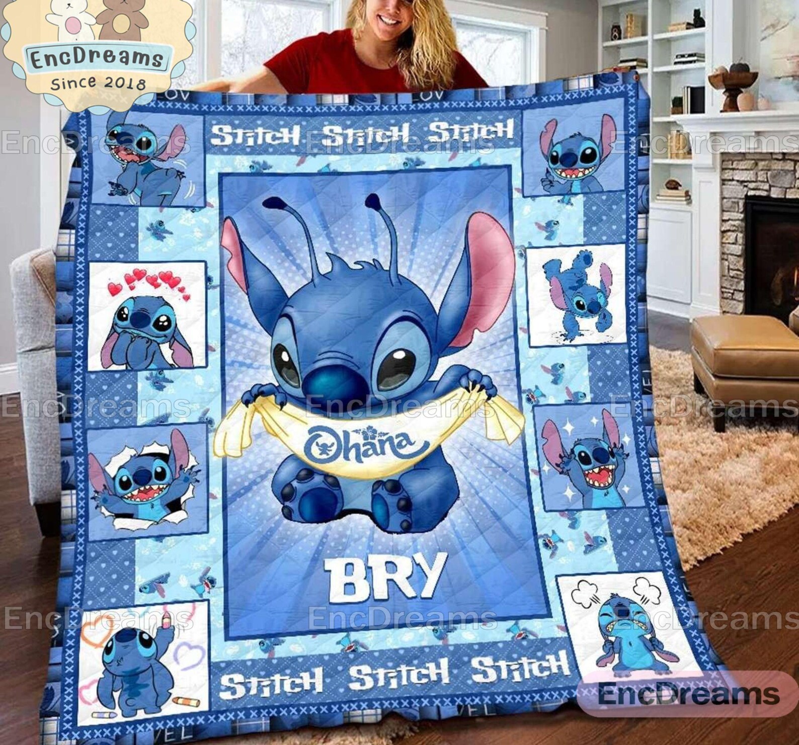 Lilo and Stitch Quilt Blanket, Lilo and Stitch Christmas Blanket, Quilt ...