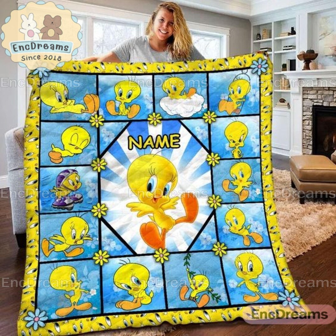 Tweety Bird Quilt Blanket, Tweety Bird Christmas Blanket, Quilt Bedding ...