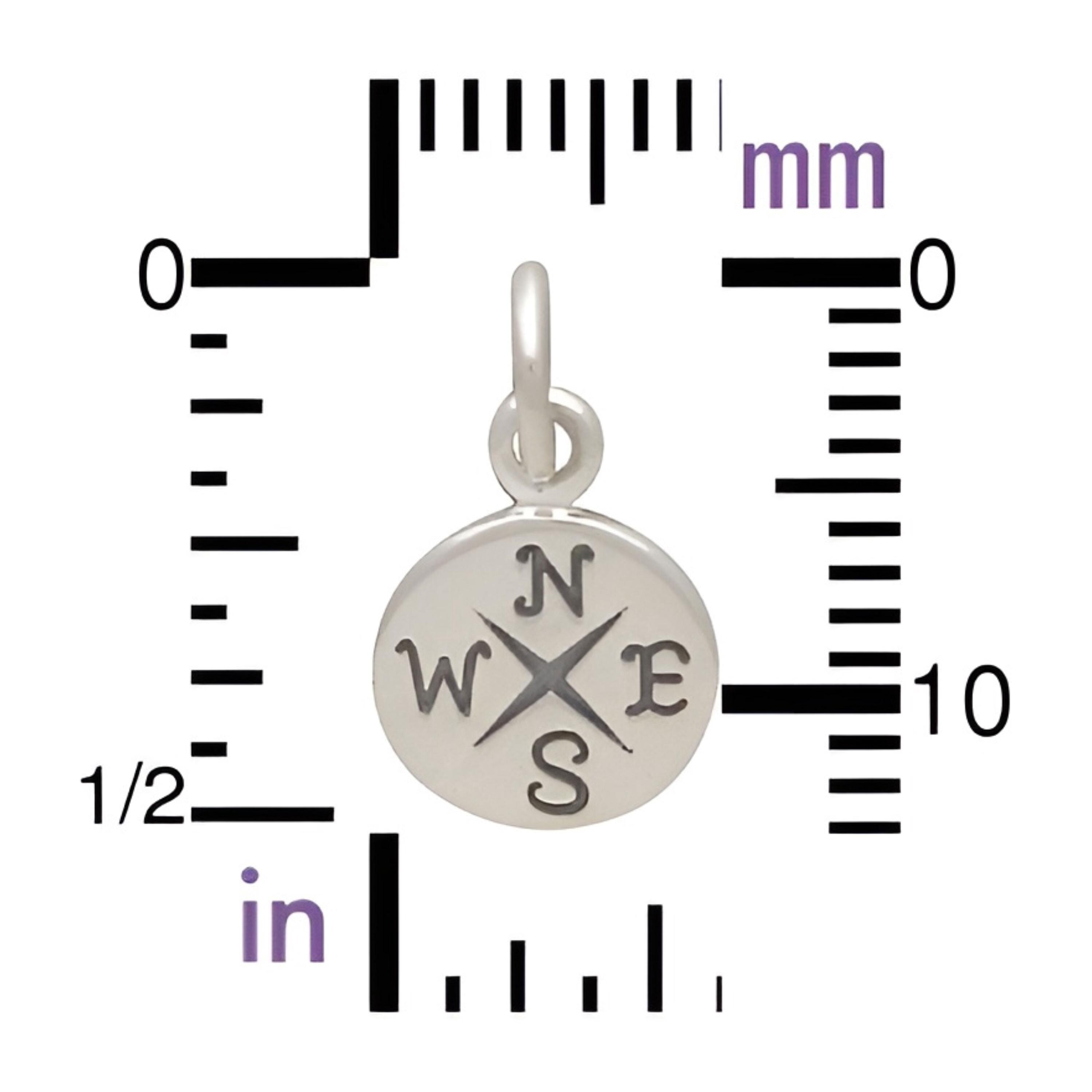Sterling Silver Compass Dangle, Compass Charm, Nautical Charm, Compass ...