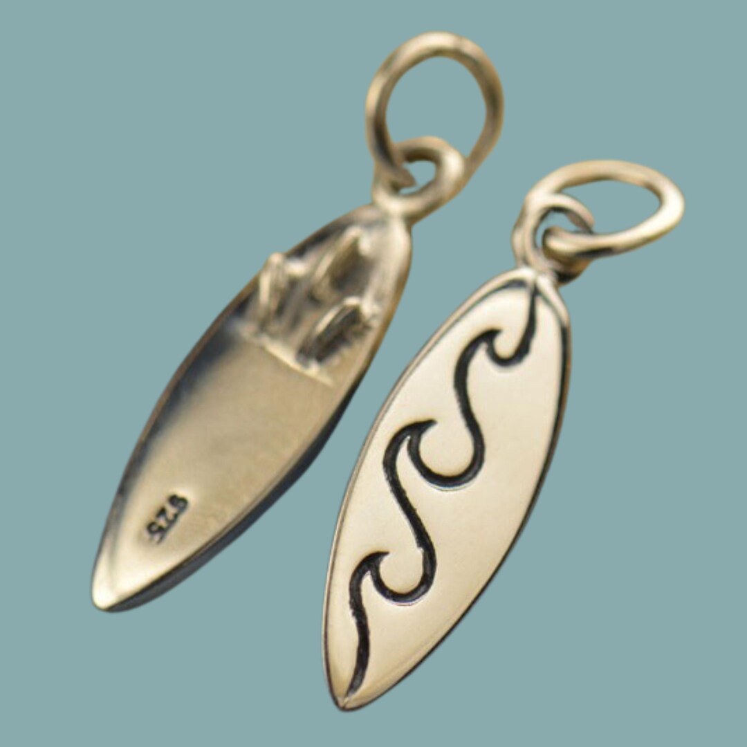 Sterling Silver Surfboard Charm, Surfboard Jewelry, Silver Surfboard ...
