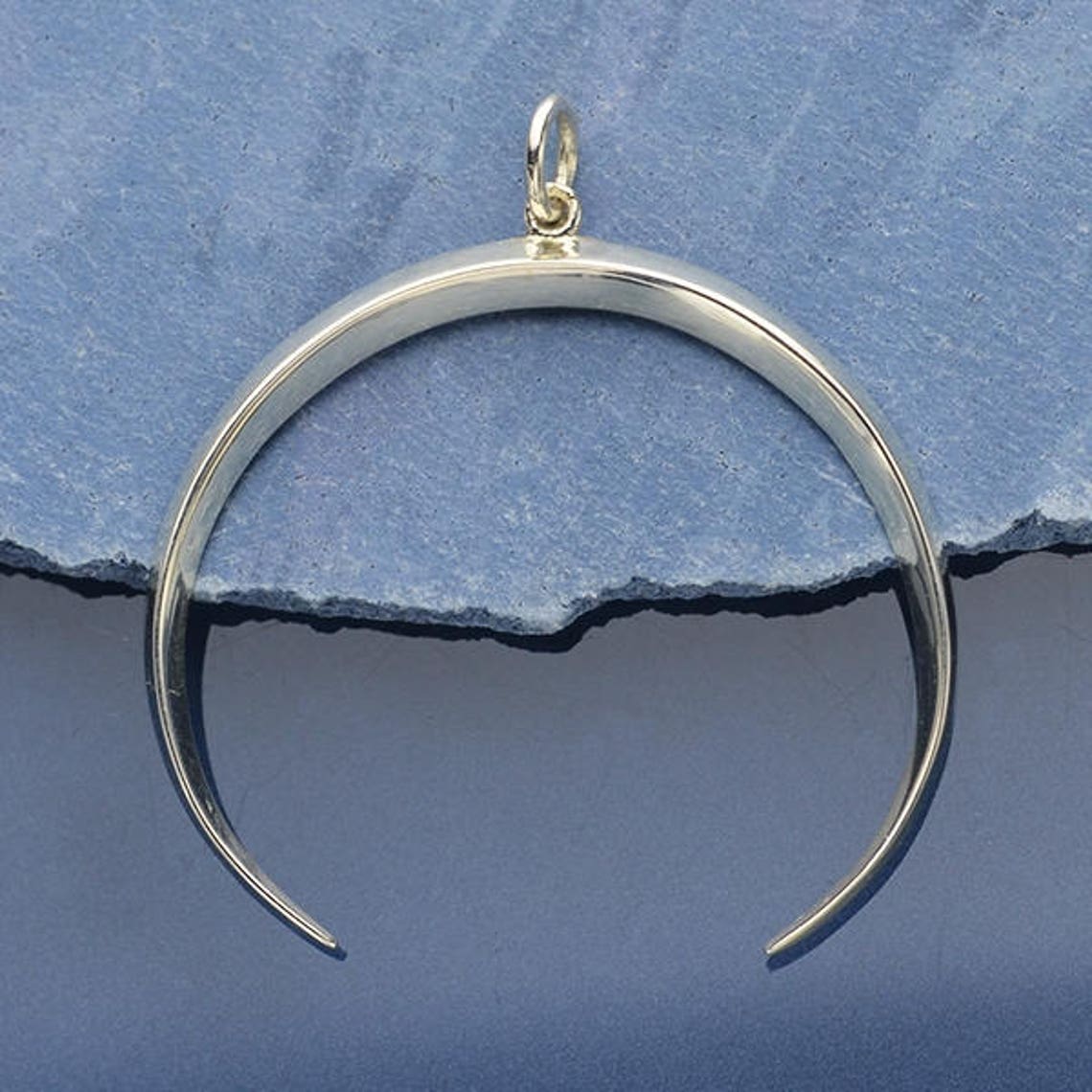 Sterling Silver Crescent Moon, Ridged Moon, Moon Pendant, Crescent ...
