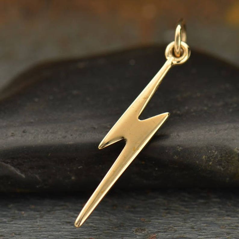 Sterling Silver Tiny Lightning Bolt Lightning Charm | Etsy