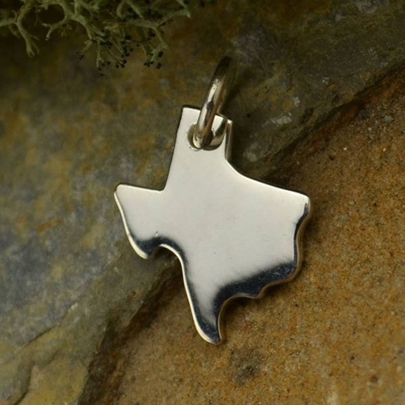 Sterling Silver Texas State State Charm Texas With Heart - Etsy