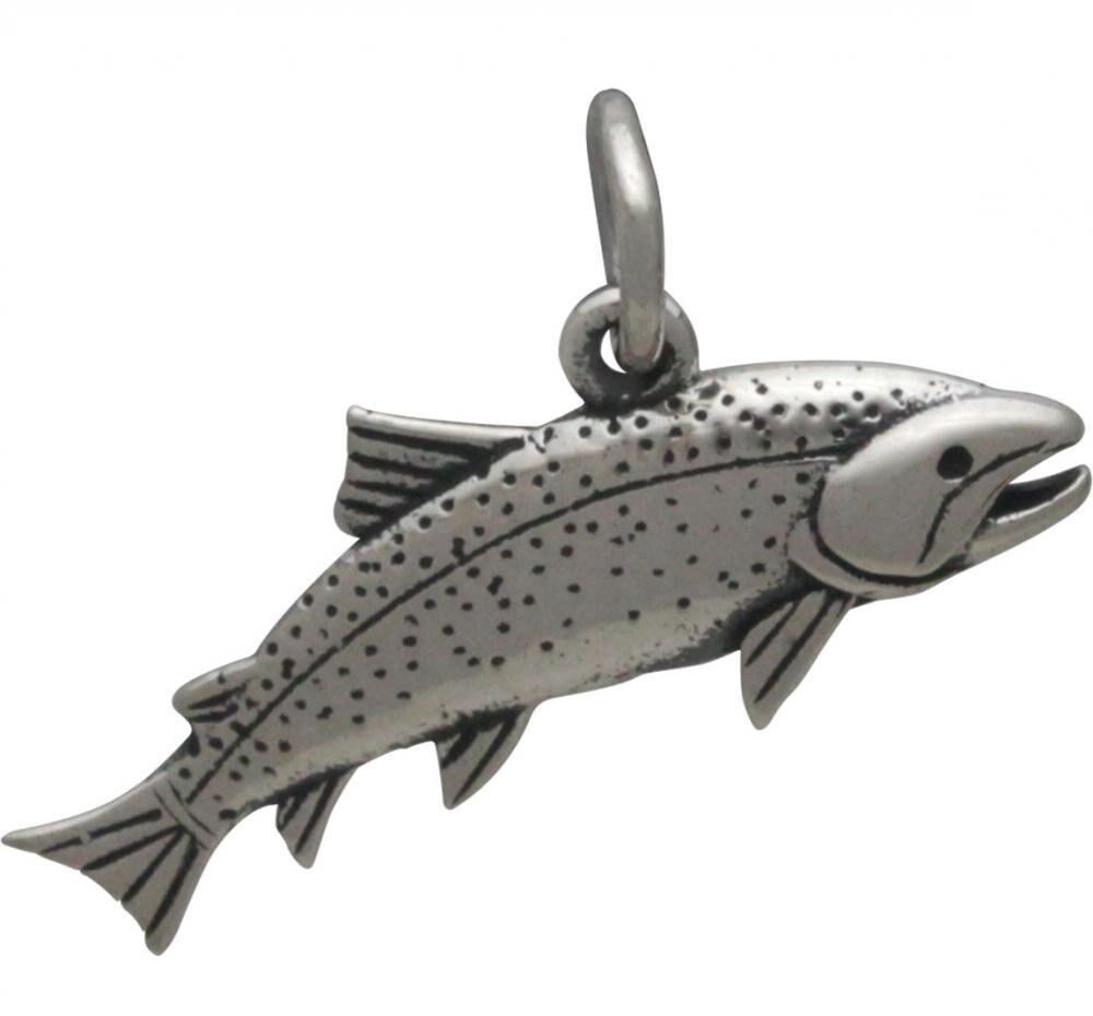 Sterling Silver Trout Charm Fish Charm Silver Trout Trout - Etsy
