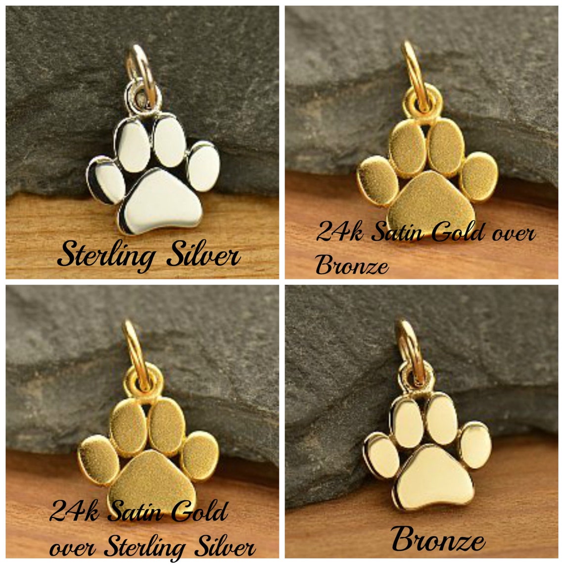 Sterling Silver Paw Print Charm Dog Paw Charm Dog Paw Dog - Etsy