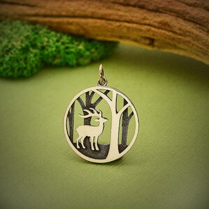 Sterling Silver Deer Charm With Trees, Deer Charm, Animal Charm ...