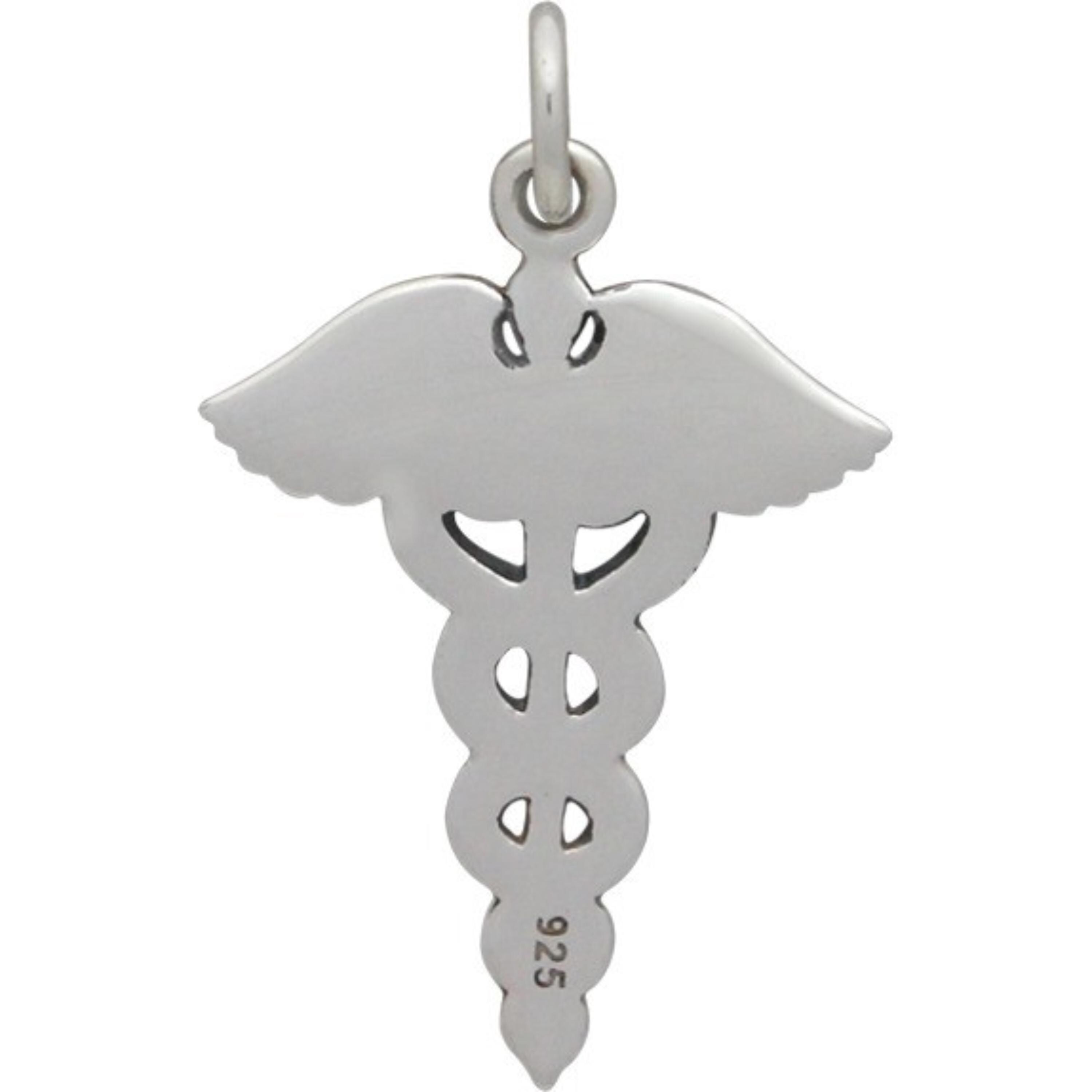Sterling Silver Medical Staff Charm, Medical Staff, Medical Symbol ...