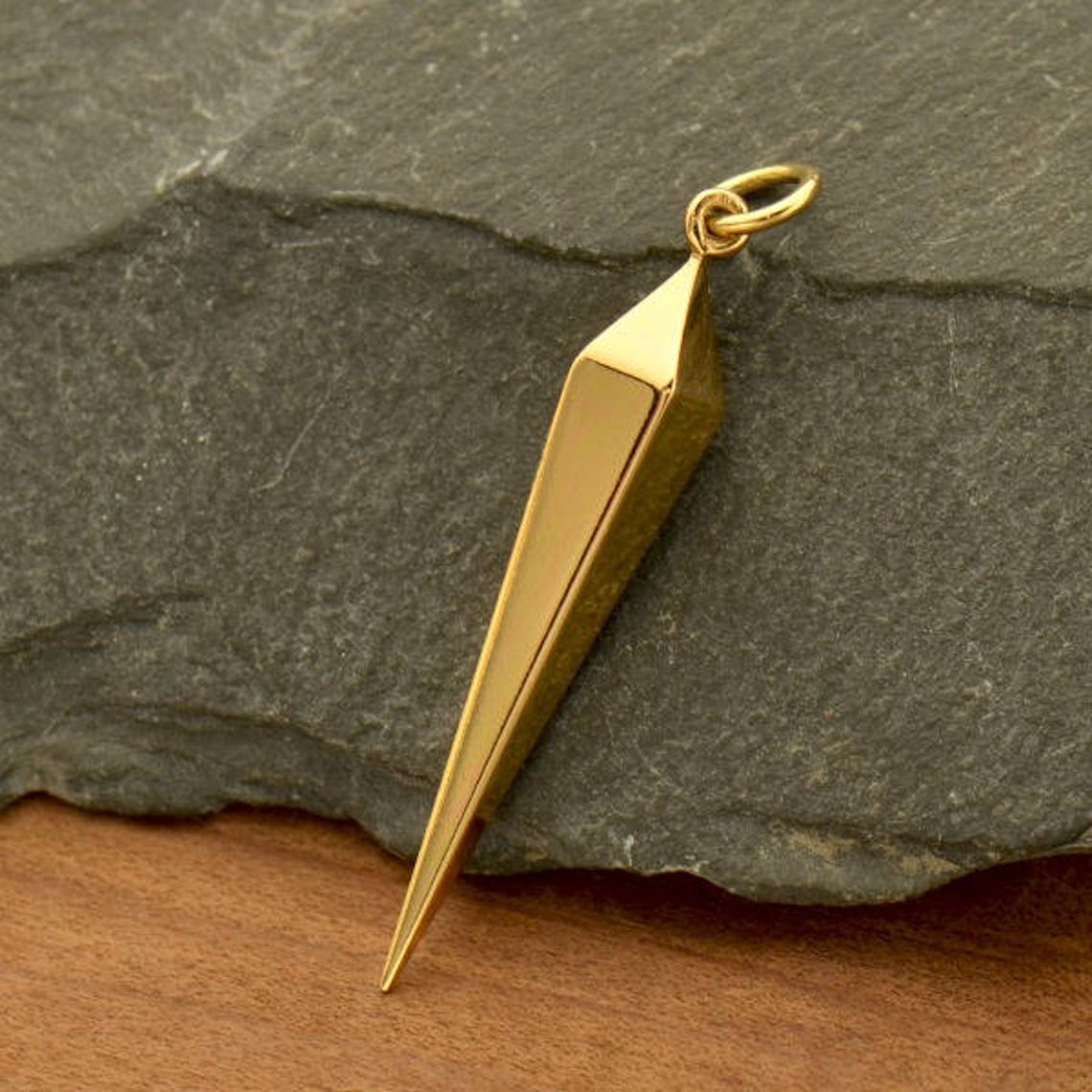 Sterling Silver Spike Charm Geometric Charm Spike Pendant - Etsy