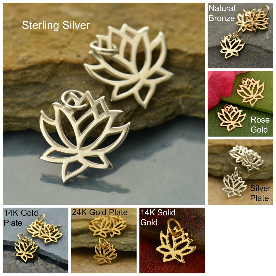 Sterling Silver Small Lotus Charm, Tiny Lotus, Lotus Charm, Small ...