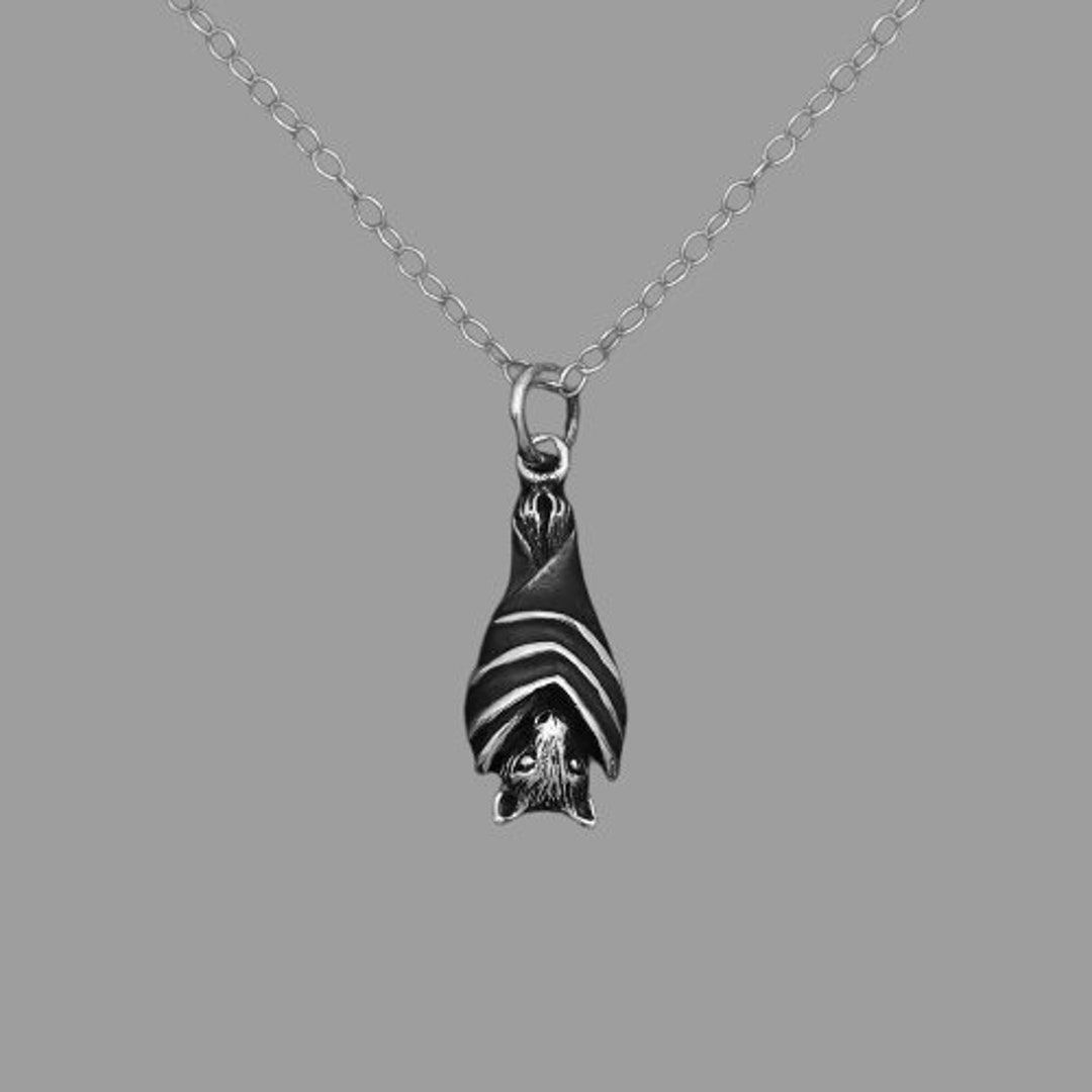 Sterling Silver Bat Necklace, Bat Jewelry, Animal Lover Gift, Bat ...