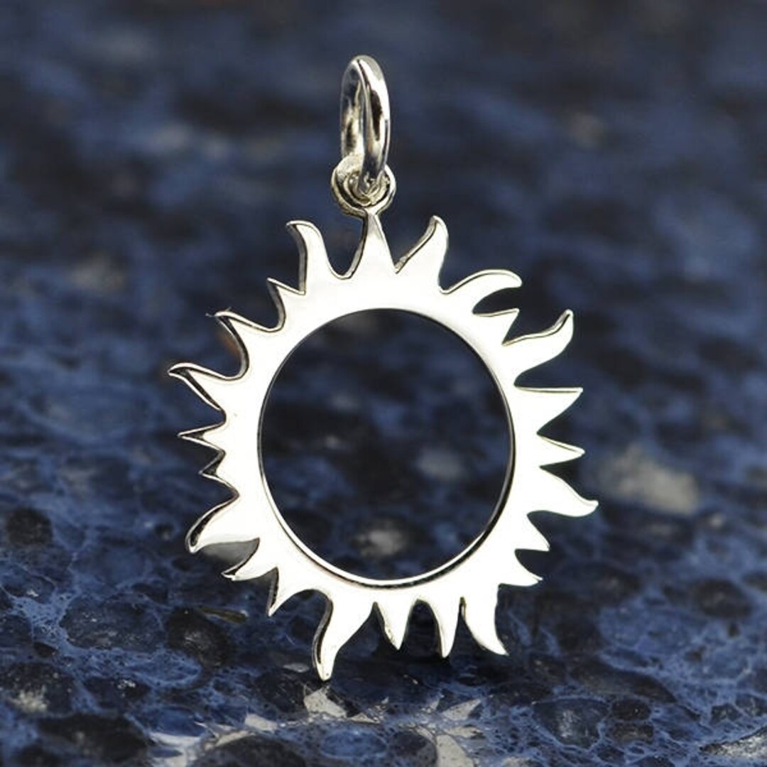 Sterling Silver Eclipse Charm, Sun Charm, Solar Eclipse, Silver Eclipse ...