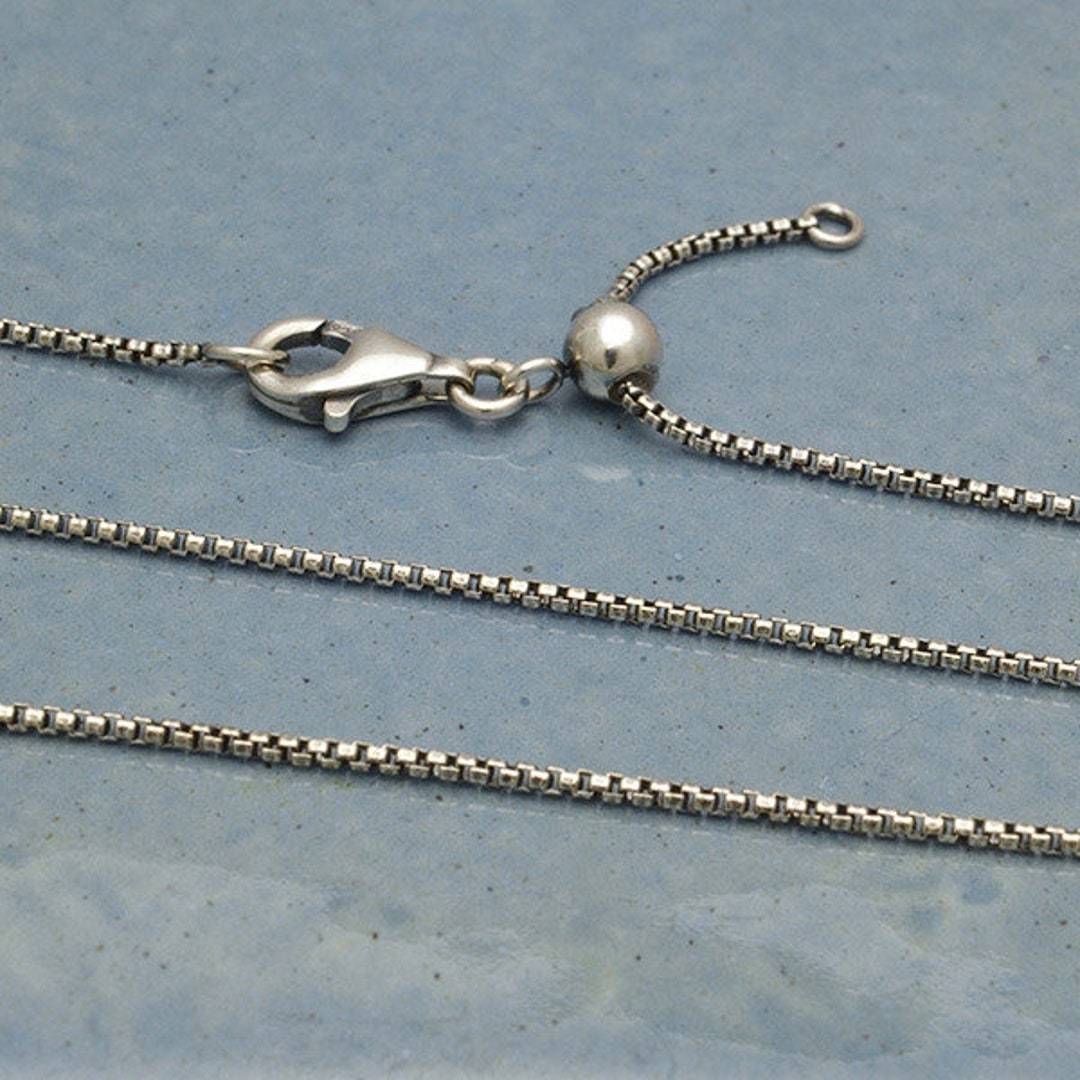 Sterling Silver Adjustable Chain, Slide Bead, 22 Inch Chain, Silver ...