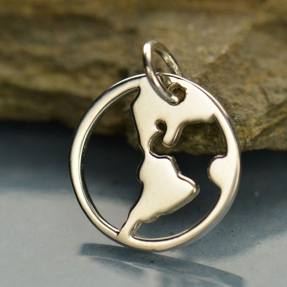 Sterling Silver Whole World Cutout Charm Silver Whole | Etsy