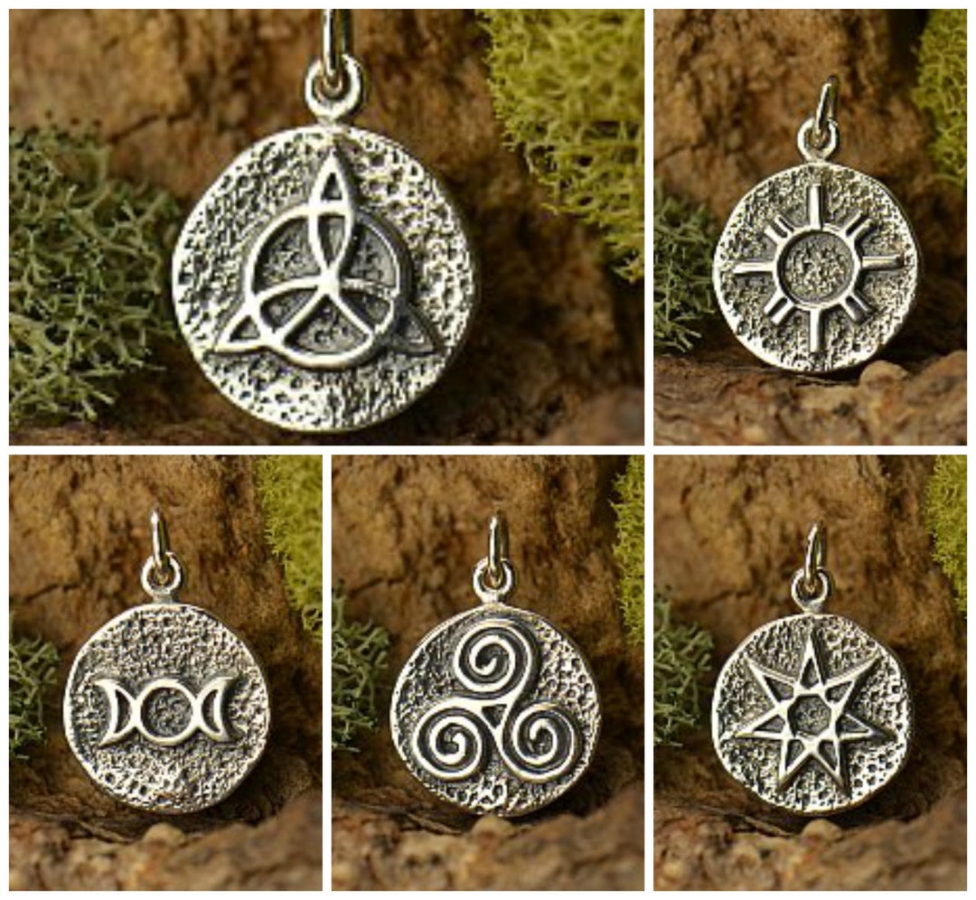 Sterling Silver Amulet Charms, Silver Amulet, Protection Amulet, Triple ...