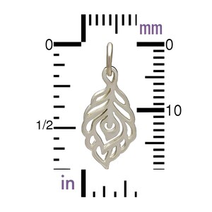 Sterling Silver Peacock Feather Charm Pendant, Peacock Jewelry, Peacock ...