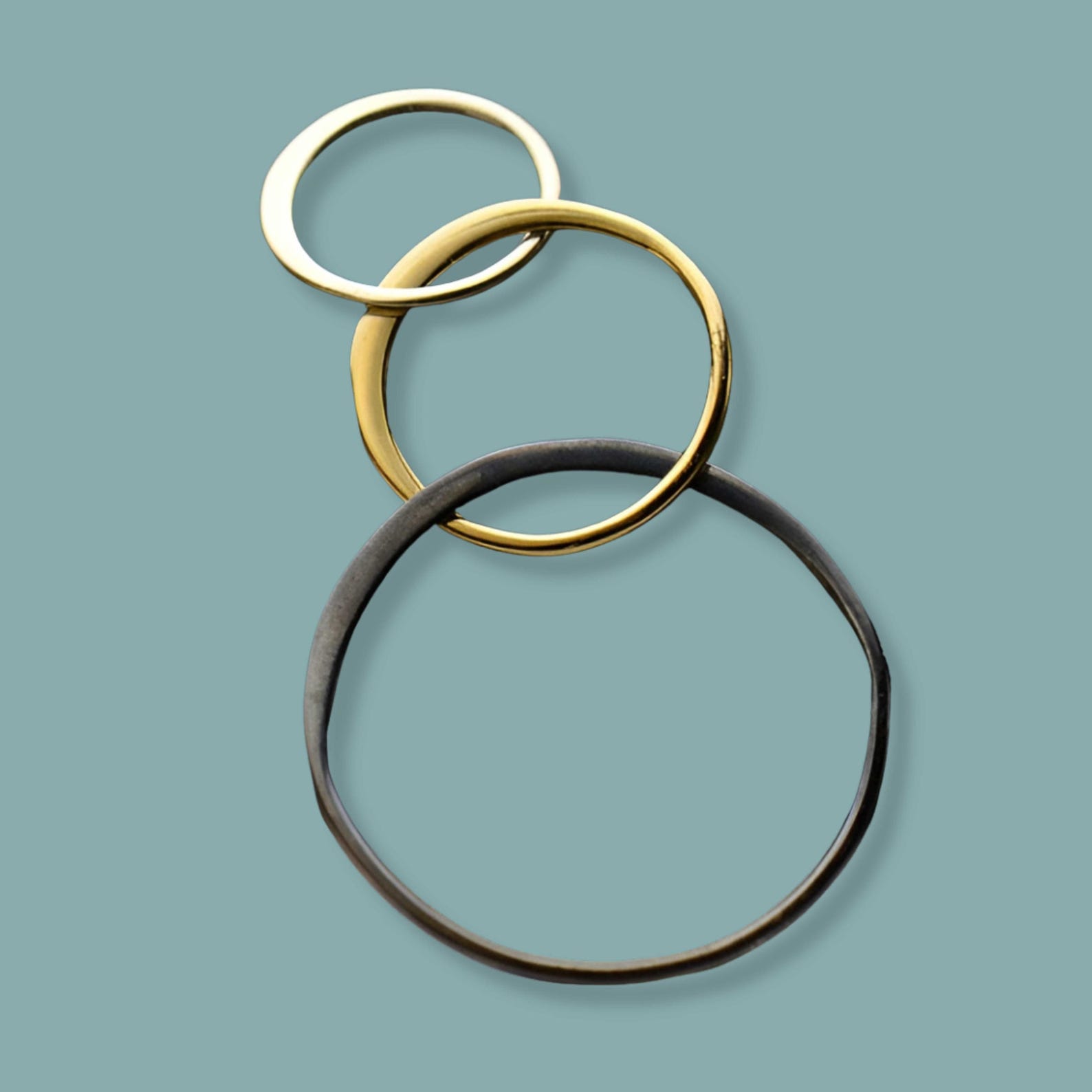 Mixed Metal Three Circles Jewelry Link, Anniversary Gift, Bridesmaid ...