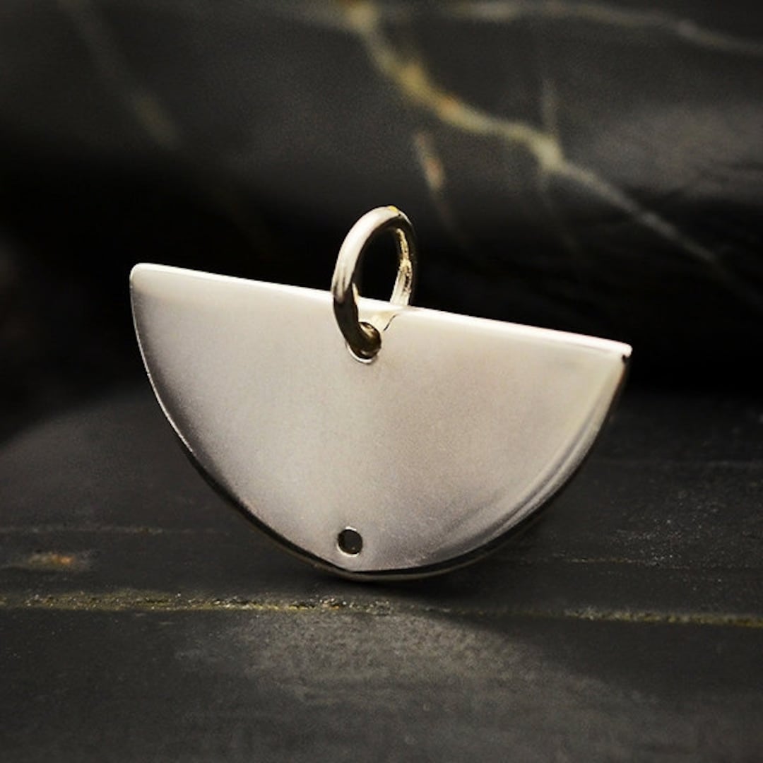 Sterling Silver Half Moon Link With Bottom Hole, Half Circle Link, Half ...