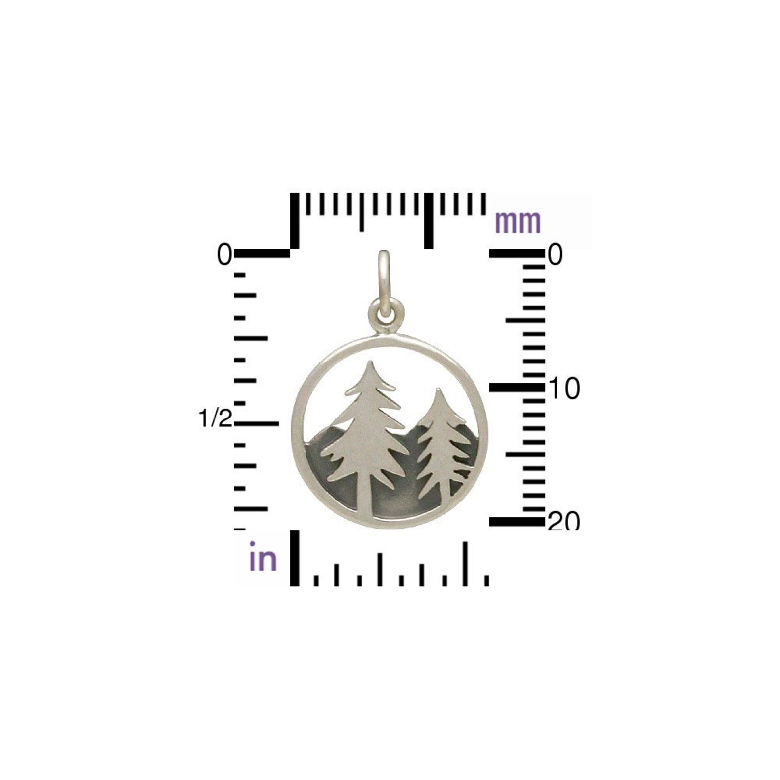 Sterling Silver Tree Pendant With Mountains Nature Charm - Etsy