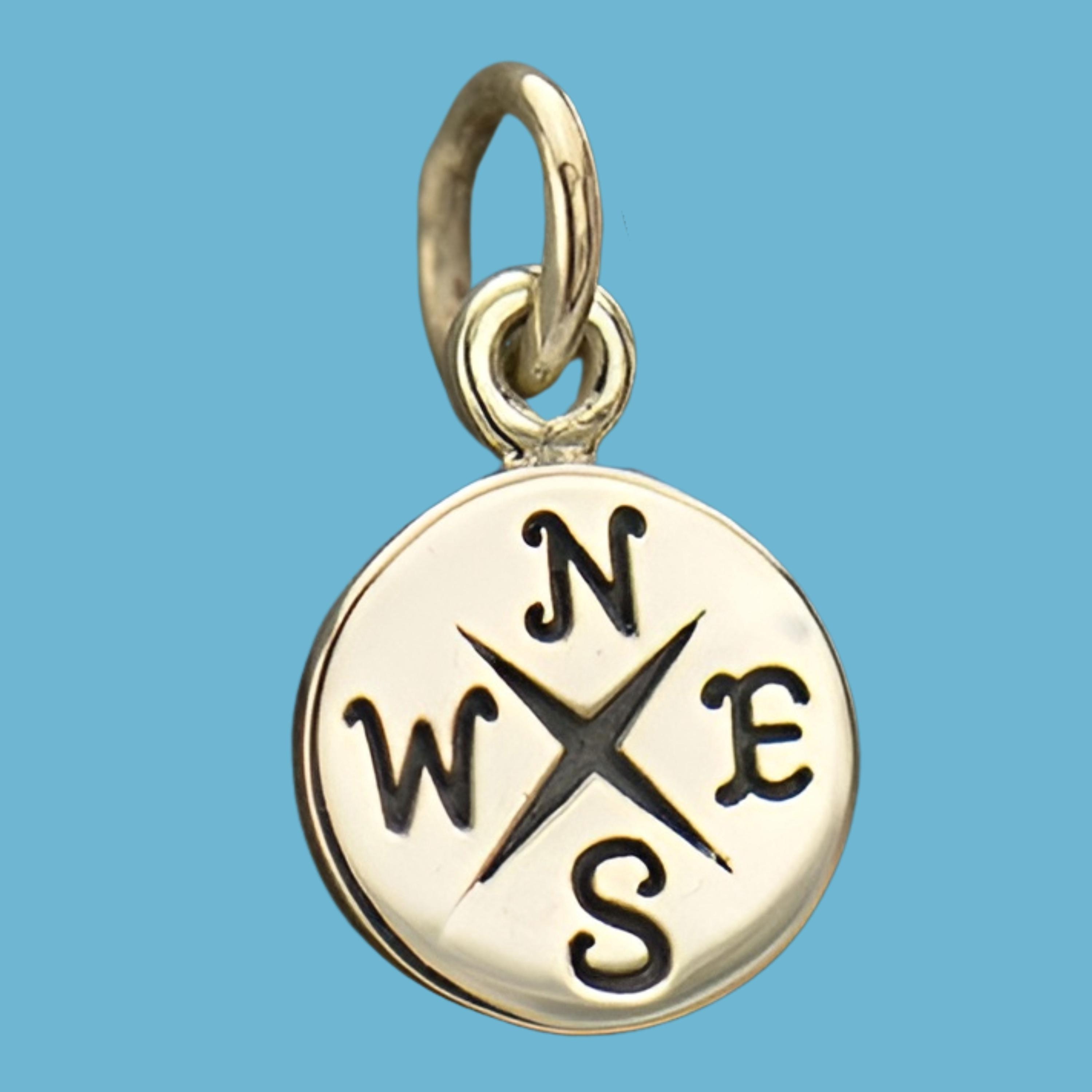 Sterling Silver Compass Dangle, Compass Charm, Nautical Charm, Compass ...