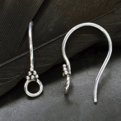 Flat Loop Hook Ear Wires Handmade Sterling Silver Oxidized - Etsy