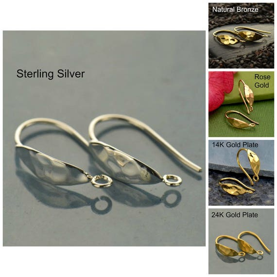 Sterling Silver Hammered Ear Hook Almond Shape Earring | Etsy