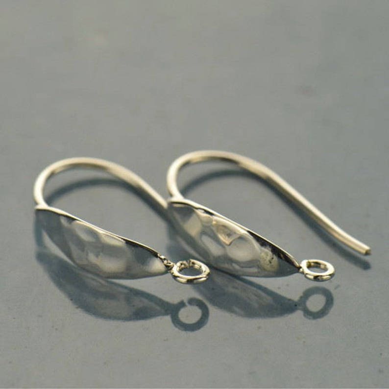 Sterling Silver Hammered Ear Hook Almond Shape Earring - Etsy